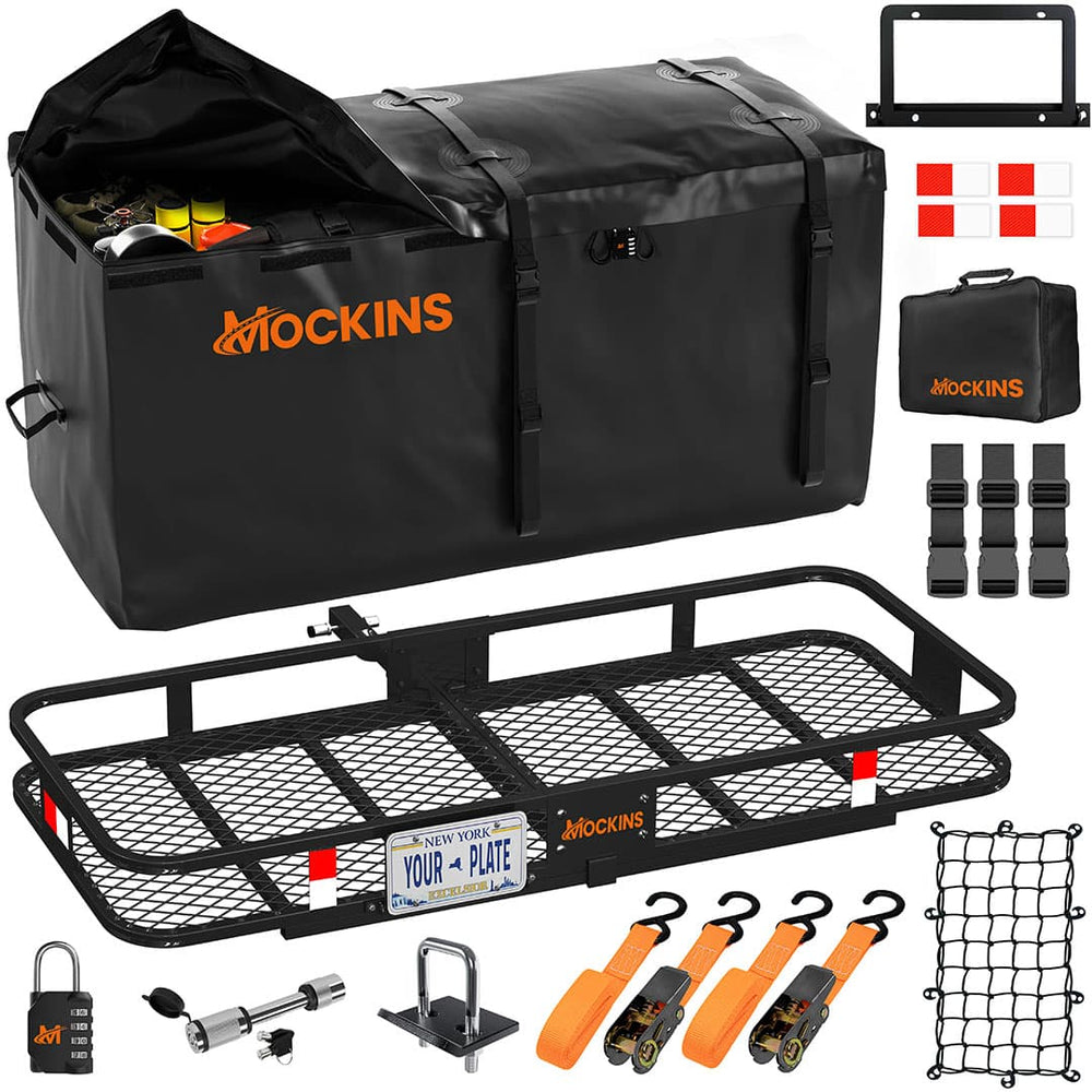 60"x24"x6" Hitch Carrier & 30 Cu Ft Cargo Bag + Packing Cubes – Mockins