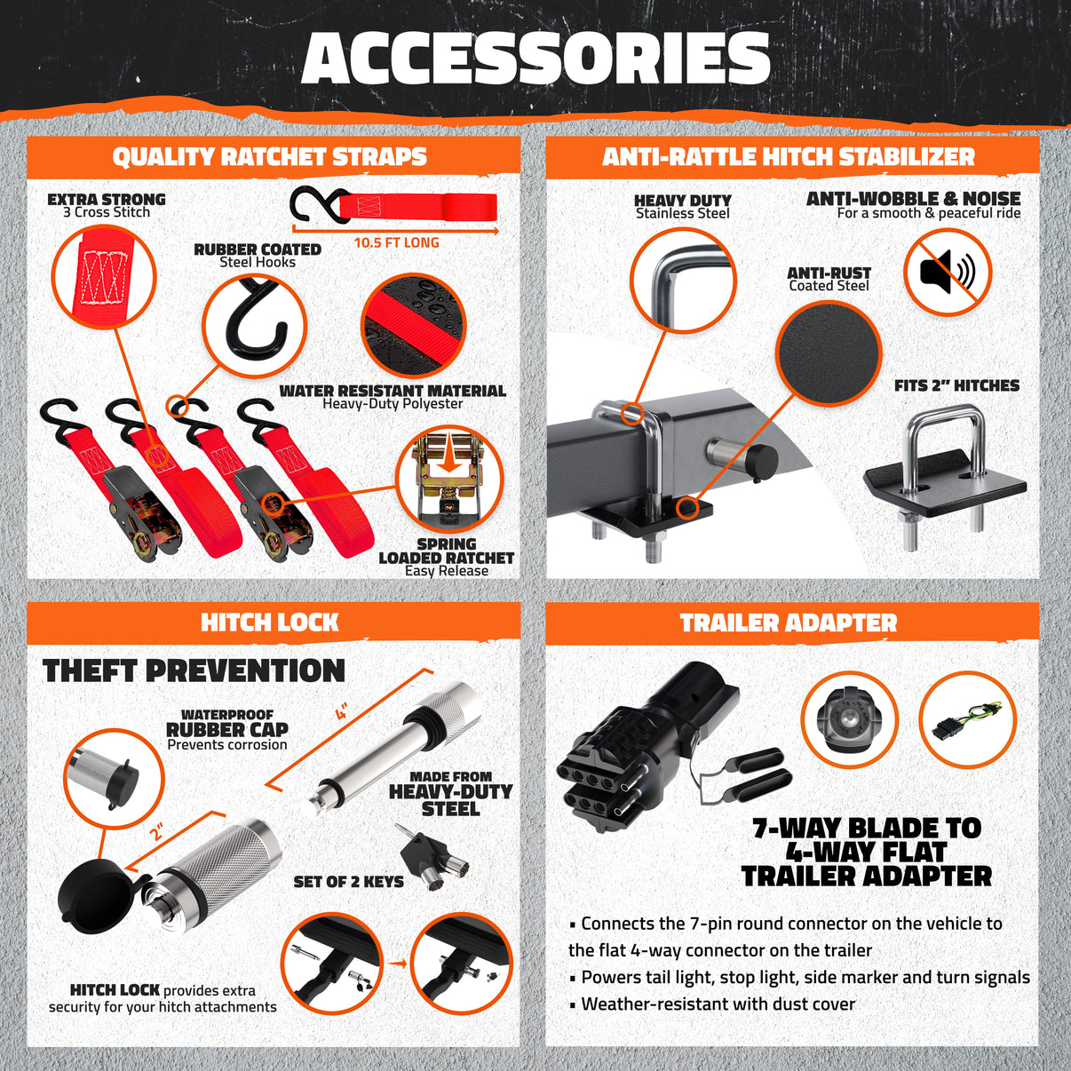 70"x30"x6" 500 lbs. Capacity XL Hitch Cargo Carrier with Rear Lights ...