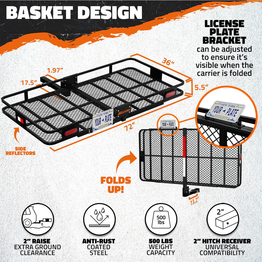 Versatile XXL Hitch Cargo Carrier w/ Built-in Lights – Mockins