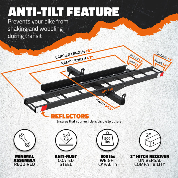 Heavy-Duty Anti-Tilt Hitch Motorbike Carrier w/ Ramp – Mockins