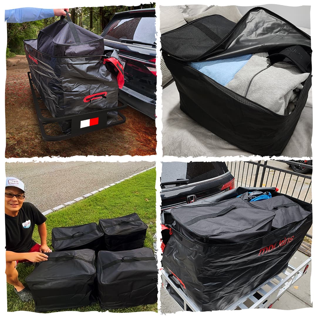 48"x18"x6" Hitch Carrier & 15 Cu Ft Cargo Bag + Packing Cubes – Mockins