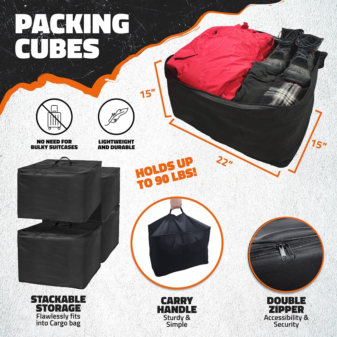 48"x18"x6" Hitch Mount Cargo Carrier & 15 Cu Ft Cargo Bag with Packing ...