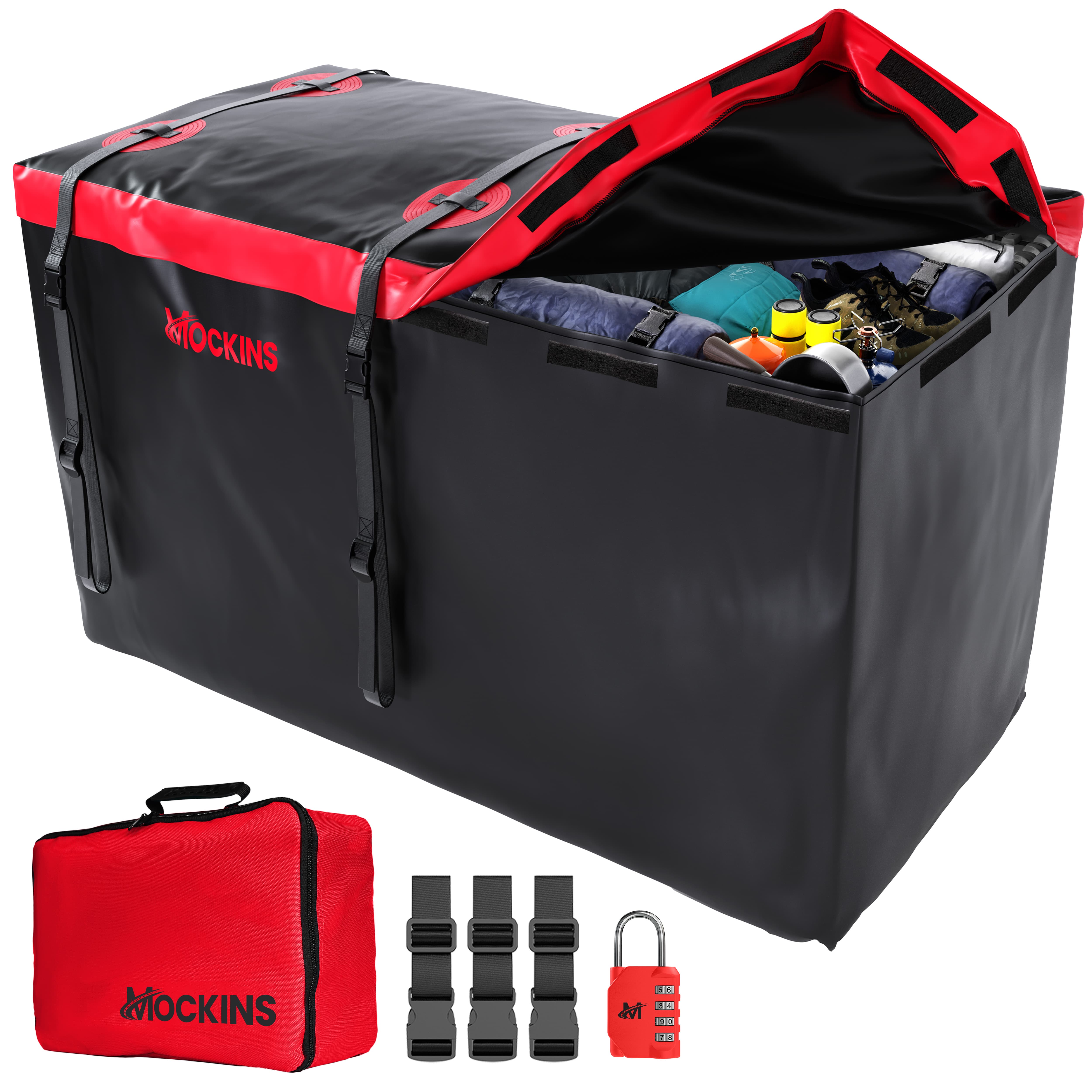 40 Cubic Foot Car Carrier Bag | 70"x30"x33" Red Waterproof Cargo Bag w ...