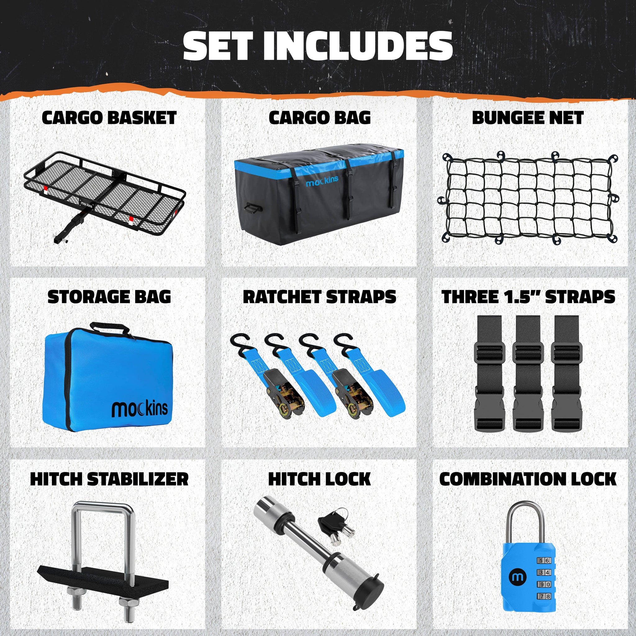 XL Hitch Mount Cargo Carrier | Cargo Bag | Cargo Net | Ratchet Straps ...